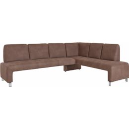 Eckbank, B:264cm H:91cm T:197cm, grau, exxpo - SOFA FASHION, NaturLeder;Strukturstoff (Zusammensetzung: Polyester 100%);Luxus-Microfaser