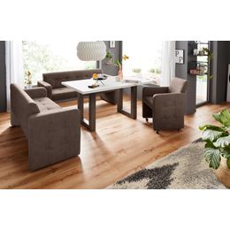 Polsterbank, B:162cm H:82cm T:68cm, braun, exxpo - SOFA FASHION, Microfaser (Zusammensetzung: 100% Polyester);Lederfaserstoff (Grundgewebe 41%