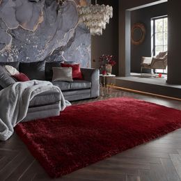 Hochflor-Teppich FLAIR RUGS, B:200cm H:70mm L:290cm, rot, Kunstfaser, Teppiche, "Pearl"