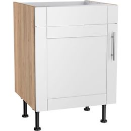 Sp&uuml;lenschrank KOCHSTATION, B:60cm H:87cm T:58,4cm, braun, K&uuml;che, Schr&auml;nke, "KS-Ahus", Breite 60 cm