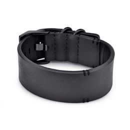 Fynch-Hatton Herren Lederarmband "Schmuck Geschenk Armband The Wide Leather", 27cm, Edelstahl Leder, schwarz, Edelstahl, Leder, Armbänder