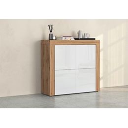 Highboard Inosign, B:140cm H:130cm T:40cm, weiß, FSC-zertifizierter Holzwerkstoff, Wohnzimmer, Sideboards, "CHRONOS Breite 140 cm mit 4 Türen und 8