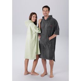 Badeponcho Kangaroos, grau, Baumwolle, Hausmäntel, "Summer, ideal für Sauna, Spa & im Urlaub, Damen & Herren", Surfponcho, mit Bauchtasche, 100%