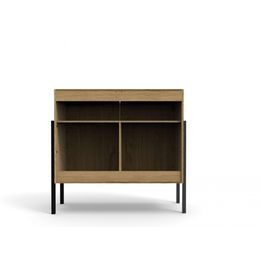 Sideboard Andas, B:76cm H:70cm T:32cm, beige, FSC-zertifiziertes Massivholz, Wohnzimmer, Sideboards, "Finton", Kommode mit 2 T&uuml;ren, Korpuss aus