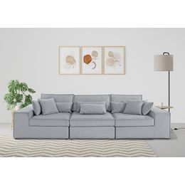 3-Sitzer OTTO HOME, B:280cm H:75cm T:100cm, silber, Baumwollmix (60% Baumwolle/40% Leinen);Struktur fein (100% Polyester);Samtoptik (100%