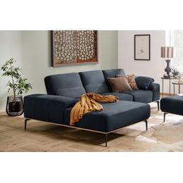 Ecksofa W.Schillig, B:279cm H:88cm T:178cm, blau, Longlife Xtra-Leder Z73: Naturwalkleder der Luxusklasse aus den erlesensten Rohh&auml;uten. Hautst&auml;rke