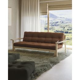 Schlafsofa Karup Design, B:190cm H:14cm T:92cm, rot, Jugendzimmer, Sofas, "Unwind", Mit Holzstruktur, inkl. Futonmatratze, Liegefl&auml;che 130x190 cm