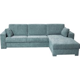 Ecksofa Home Affaire, B:280cm H:85cm T:173cm, blau, 100% Polyester, Wohnzimmer, Sofas, "Roma "M" Matratzenh&ouml;he 14 cm, Dauerschlaffunktion, mit