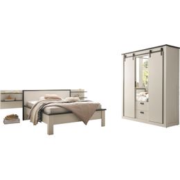 Schlafzimmer-Set Home Affaire, B:442cm H:209cm T:213cm, wei&szlig;, Schlafzimmerm&ouml;bel-Sets, "SHERWOOD", Liegefl&auml;che 140x200cm, Schrank 3-trg. 161cm breit