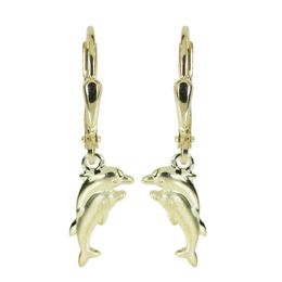 OSTSEE-SCHMUCK Damen Paar Ohrh&auml;nger "- Delphinpaar - Gold 333/000 - Zirkonia", Gelbgold 333, gold, Gelbgold 333, Ohrringe