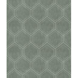 Vliestapete "Hexagon", B/L: 0,52mm x 10mm, Rollen:, gr&uuml;n, SUPERFRESCO EASY, Wohnzimmer, Tapeten, 3D-Optik