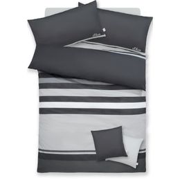 Bettw&auml;sche s.Oliver, grau, Renforc&eacute;, Obermaterial: 100% Baumwolle, Bettw&auml;sche, "Fenja in Gr. 135x200 oder 155x220 cm", gestreifte Bettw&auml;sche, mit