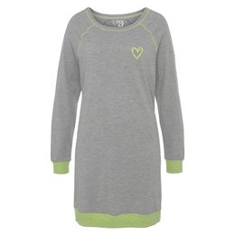 Vivance Dreams Damen Nachthemd, Gr. 32, grau, Single Jersey, Obermaterial: 90% Baumwolle, 10% Polyester, kontrastfarbene Details, meliert, unifarben