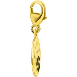 Firetti Damen Charm-Einh&auml;nger "Schmuck Geschenk Gold 375 Anh&auml;nger Charms Kleeblatt Gravur Viel Gl&uuml;ck", gold, Gelbgold 375, Charms, mit Lack