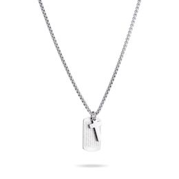 Fynch-Hatton Herren Kette mit Anhänger "Schmuck Geschenk Edelstahl Halskette Platte Kreuz", Edelstahl, L: 60 B: 2mm, silber, Edelstahl, B:2mm,