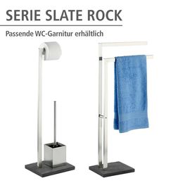 WC-Garnitur Wenko, B:23cm H:73,5cm L:19,5cm, grau, Edelstahl, Polyresin (Kunststein), Reinigungsb&uuml;rsten, "Slate Rock", Edelstahl rostfrei
