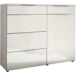 Kombikommode Wiemann, B:100cm H:91,2cm T:43cm, weiß, Floatglas, Holzwerkstoff, Metall, Schlafzimmer, Sideboards, "Como", vormontiert