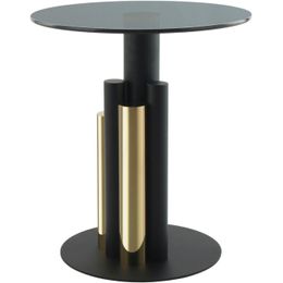 Beistelltisch Kayoom, B:46cm H:52cm T:46cm, schwarz, 100% Edelstahl, 100% Aluminium, 100% Eisen / Sicherheitsglas, Wohnzimmer, Tische, "Ontario 225,