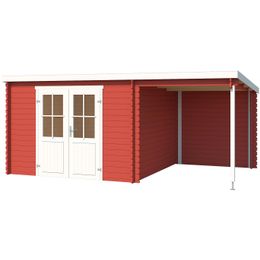 Gartenhaus Lasita Maja, rot, Holzwerkstoff, Gartenh&auml;user, "Tampa, Schwedenrot", mit Anbau
