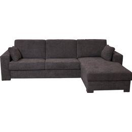 Ecksofa Home Affaire, B:280cm H:85cm T:173cm, schwarz, 100% Polyester, Wohnzimmer, Sofas, "Roma "M" Matratzenh&ouml;he 14 cm, Dauerschlaffunktion, mit