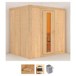 Karibu Sauna "Bedine", Saunaofen, integrierte Steuerung, 9 kW, beige, Saunen, 9 KW-Ofen mit integrierter Steuerung