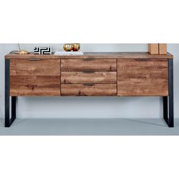 Sideboard Jahnke, B:180cm H:76,2cm T:39,5cm, braun, Holzwerkstoff, Wohnzimmer, Sideboards, "LOOP", Breite ca. 180 cm