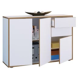 Kommode Vcm, B:110cm H:74cm T:33cm, wei&szlig;, Sideboards, "Vcm Holz Kommode Sideboard mit Dreht&uuml;ren und Schubladen B&uuml;rom&ouml;bel Ma&szlig;e ca H. 74 x B. 110 x