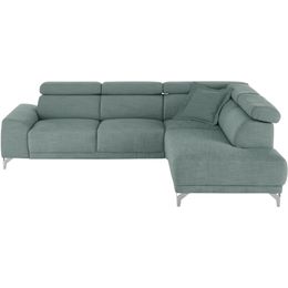 Ecksofa 3C CANDY, B:249cm H:79cm T:209cm, blau, 100% Leder, Wohnzimmer, Sofas, "Greve Sofa immer mit manuelle Kopfteilverstellungen, modern,