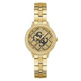 Guess Damen Quarzuhr "G LACE", gold, Armbanduhren, Armbanduhr, Damenuhr, Edelstahlarmband, Kristallsteine