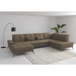 Sit & More Wohnlandschaft SIT & MORE, B:357cm H:90cm T:231cm, braun, 100% Polyester, Sofas, "Amica, U-Form, inkl. Sitztiefenverstellung und Armteilverstellung",