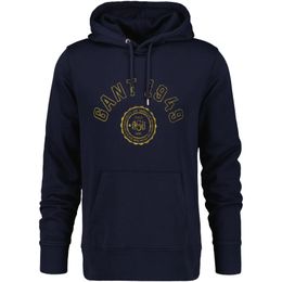 Gant Herren Hoodie "GRAPHIC HOODIE", blau, Gr. S, Sweatware, Obermaterial: 78% Baumwolle, 22% Polyester, Sweatshirts
