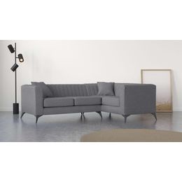 Ecksofa Home Affaire, B:240cm H:74cm T:167cm, grau, 100% Polyester, Wohnzimmer, Sofas, "MATTHEW L-Form ideal für kleine Räume, Maße B/T/H: 240/167/74