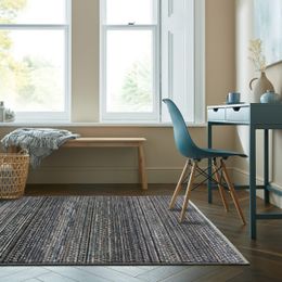 Teppich FLAIR RUGS, B:80cm H:8mm L:140cm, blau, Kunstfaser, Wohnzimmer, Teppiche, "Camino", Flachgewebe, Skandi, Esszimmer, Wohnzimmer, Flur