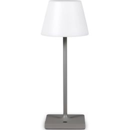 Paco Home Tischleuchte "CHRIS", &Oslash; 15cm H: 39cm, grau, Wohnzimmer, Leuchten, In Und Outdoor Garten LED Akku Leuchte Aufladbar IP44 dimmbar