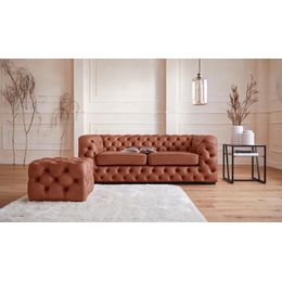 Chesterfield-Sofa Home Affaire, B:190cm H:67cm T:98cm, braun, Sofas, "Kalina", mit klassischer Chesterfield-Knopfheftung