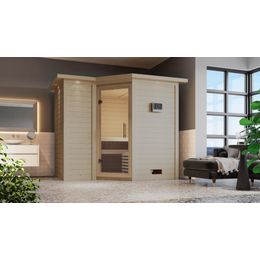 Karibu Sauna "Sanna 2", ohne Ofen, (ohne Ofen), beige, Saunen, ohne Ofen