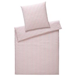 Bettw&auml;sche Elegante, rosa, Seersucker, Obermaterial: 100% Baumwolle, Bettw&auml;sche, "Svaneke", angenehmes Hautgef&uuml;hl