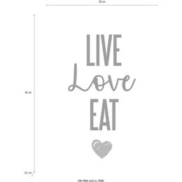 Wanddekoobjekt queence, B:30cm H:45cm T:0,1cm, rot, Stahl, Wanddekoobjekte, "LIVE LOVE EAT", Stahlschild, Blechschild, Spruch, Witzig, Wanddeko,