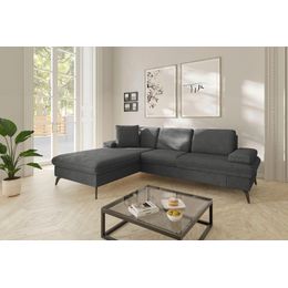 Sit & More Ecksofa SIT & MORE, B:247cm H:83cm T:171cm, grau, 100% Polyester, Wohnzimmer, Sofas, "Morris Jubi L-Form, B: 247 cm", mit Armteilfunktion & 1
