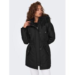 Only Damen Parka "ONLIRIS FUR WINTER PARKA LIFE CC OTW", schwarz, Gr. XL, unifarben, Web, Obermaterial: 100% Polyester, Jacken, mit verdeckter