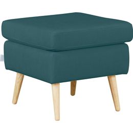 Hocker Home Affaire, B:58cm H:49cm T:58cm, blau, Samtcord (92% Polyester 8% Polyamid);Struktur (100% Polyester);Struktur Hahnentritt (100%