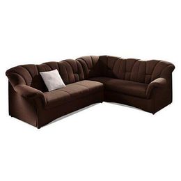 Ecksofa DOMO collection, B:242cm H:84cm T:190cm, braun, Struktur ( 90% Polyester, 10% Polyacryl);Microfaser PRIMABELLE (100% Polyester);Kunstleder