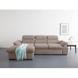 Ecksofa COTTA, B:250cm H:73cm T:165cm, grau, 90% Polyester, 10% Polyamid, Wohnzimmer, Sofas, "Lola L-Form mit Kopfteilfunktion & Hocker", wahlweise