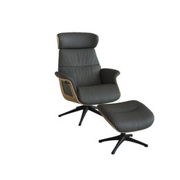 Relaxsessel FLEXLUX, B:83cm H:112cm T:125cm, grau, 100% Echteder, Wohnzimmer, Sessel, "Clement R&uuml;cken u. Kopfverstellung, ergonomisch, Airchannels",