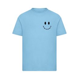Merchcode Mädchen T-Shirt "Merchcode Kids Good Vibes Club - Basic T-Shirt"balticblau, Gr. 122, bedruckt, 100% Baumwolle, Shirts