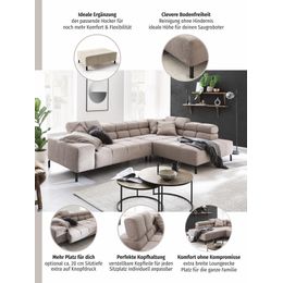 Hockerbank Inosign, B:107cm H:43cm T:71cm, grau, 100% Polyester, Hocker, "Ancona New", passend zum Ecksofa "Ancona New", auch in Easy care-Bezug