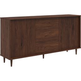 Sideboard OTTO HOME, B:160cm H:80cm T:38cm, braun, FSC-zertifiziertes Massivholz, MDF, Wohnzimmer, Sideboards, "Malmedy Front mit gefr&auml;sten Rillen",
