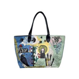 DOGO Damen Weekender "Weekender Schultertaschen I Was Here Damen Schultertasche", grün, Lacklederimitat, Taschen, Handgefertigt