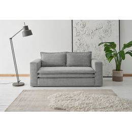 2-Sitzer Home Affaire, B:180cm H:83cm T:91cm, grau, Sofas, "PIAGGE", Hochwertiger Cord mit weicher Velours-Struktur