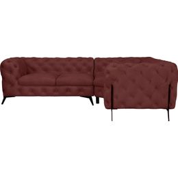 Chesterfield-Sofa Home Affaire, B:264cm H:75cm T:204cm, rosa, Struktur (100% Polyester);Samtoptik (100% Polyester), Sofas, "Amaury L-Form", moderne